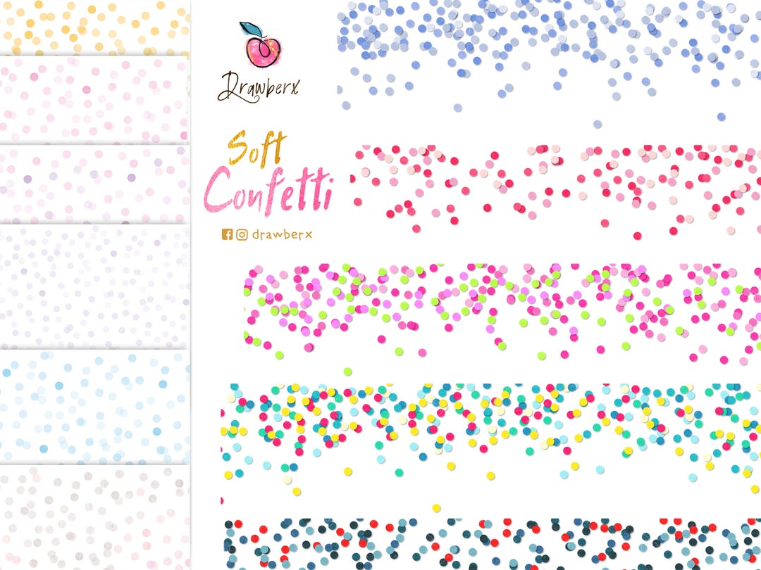 Confetti Bundle, Rainbow Convetti Borders Png, Clipart and Confetti ...