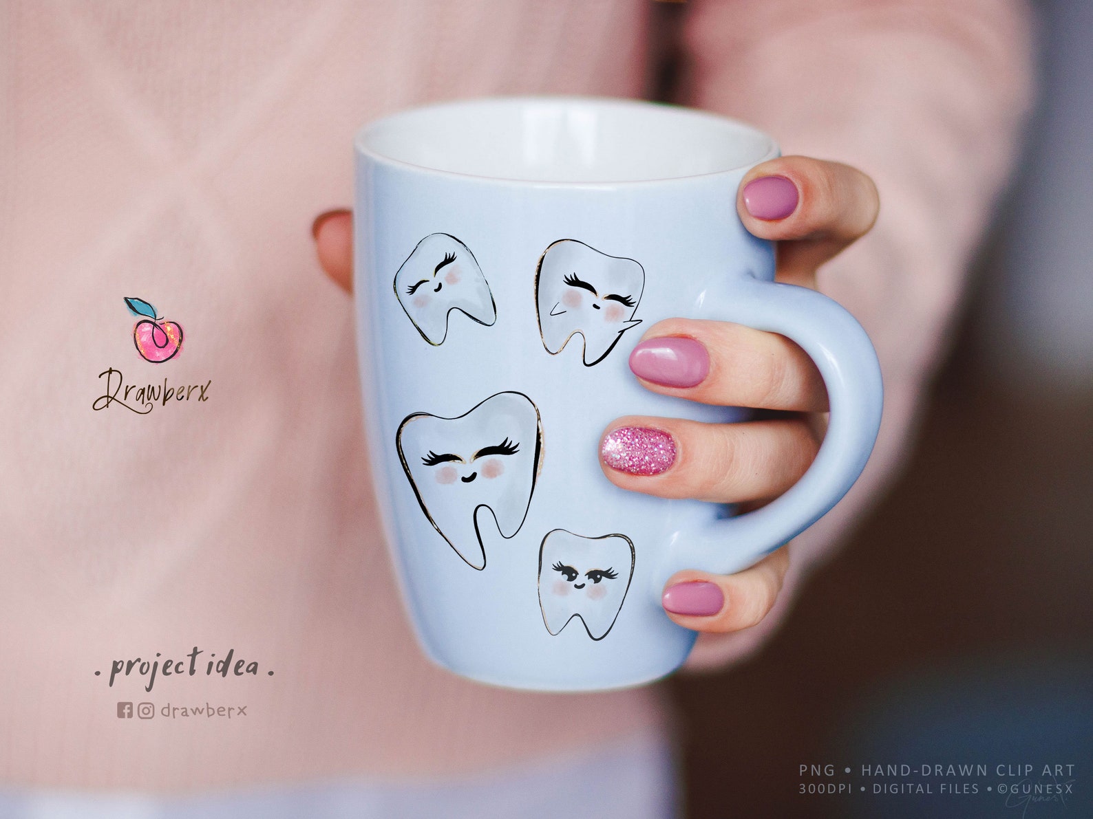 Tooth Fairy Clipart - Cute Whimsical Dental Clipart, Teeth Doodles ...
