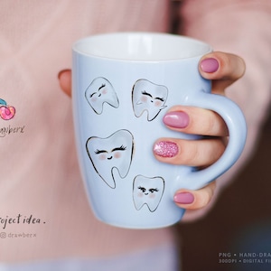 Tooth Fairy Clipart - Cute Whimsical Dental Clipart, Teeth Doodles ...