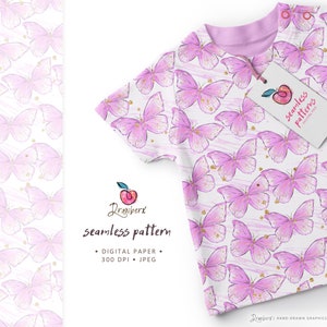 Butterfly Digital Paper, 10 Seamless Pattern / Gold, Pink, Purple ...