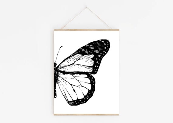 Butterfly Wall Art, Printable Butterfly Wall Decor, Half Butterfly ...