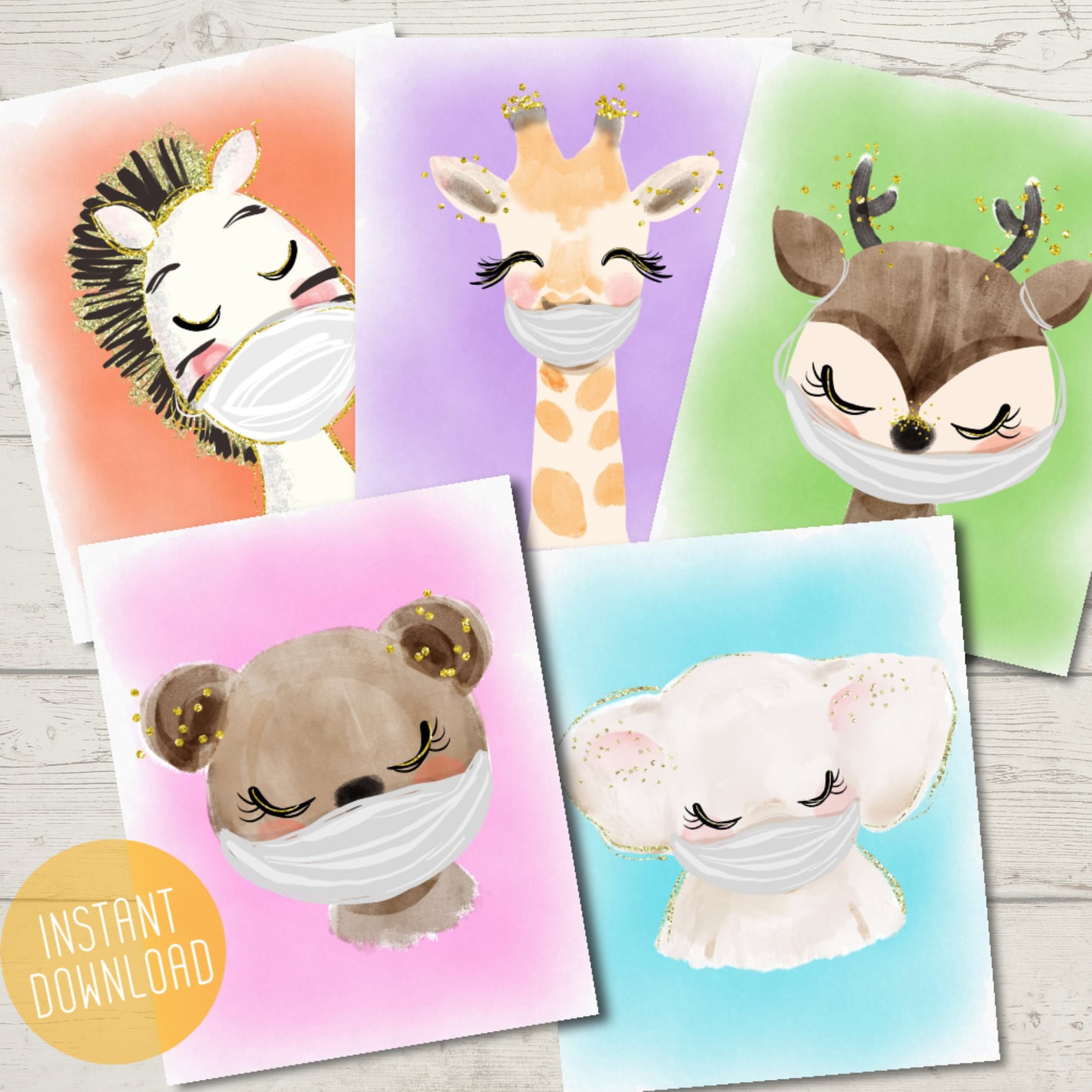 Elementary Classroom Mask Sign Set Cute Animals in Masks - Etsy