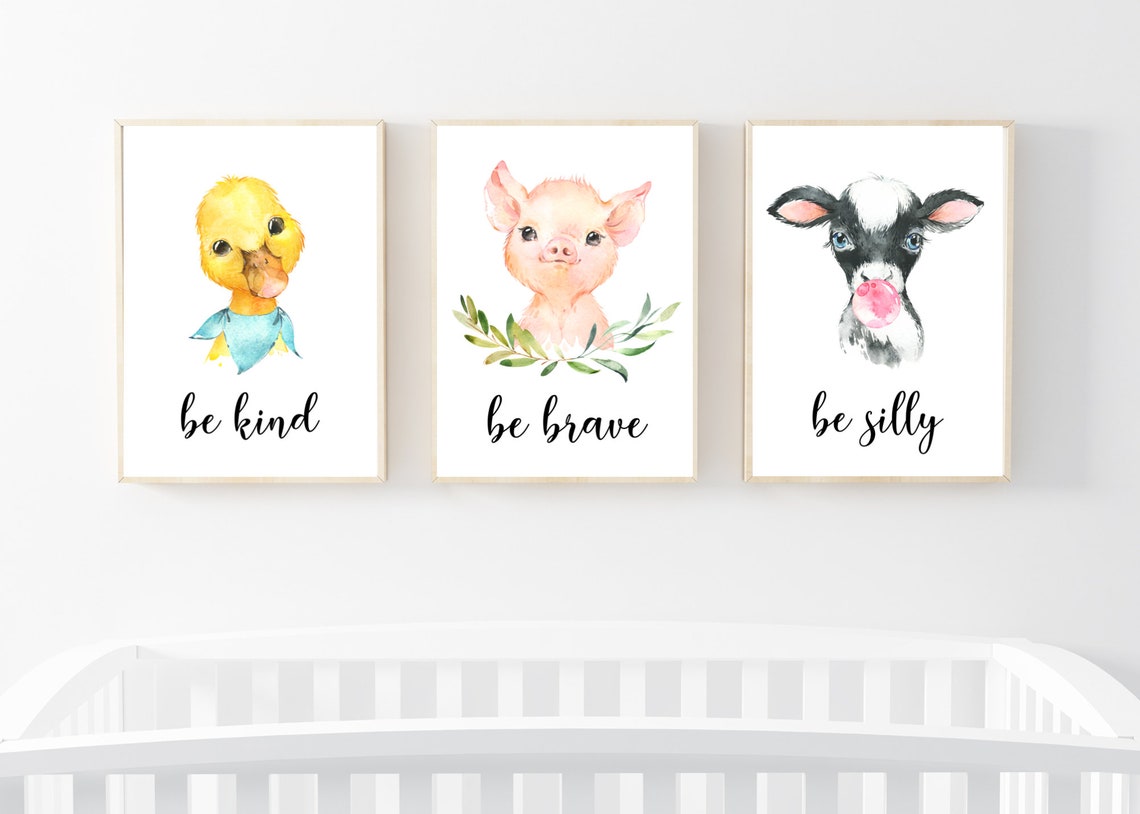 Set of 3 Nursery Prints Printable Nursery Wall Art Farm | Etsy