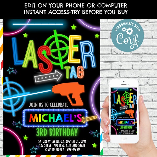 Laser Tag and Arcade Party Invitation - Etsy