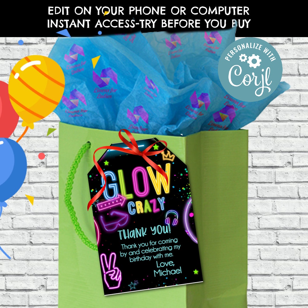 Glow Party Favor Tag, Glow Party Gift Tag, Glow Party Tag, Glow Party ...