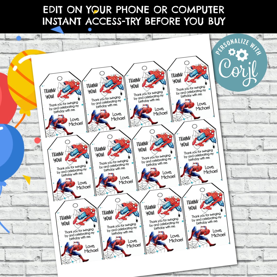 Spiderman Favor Tag Spiderman Gift Tag Spiderman Tag - Etsy