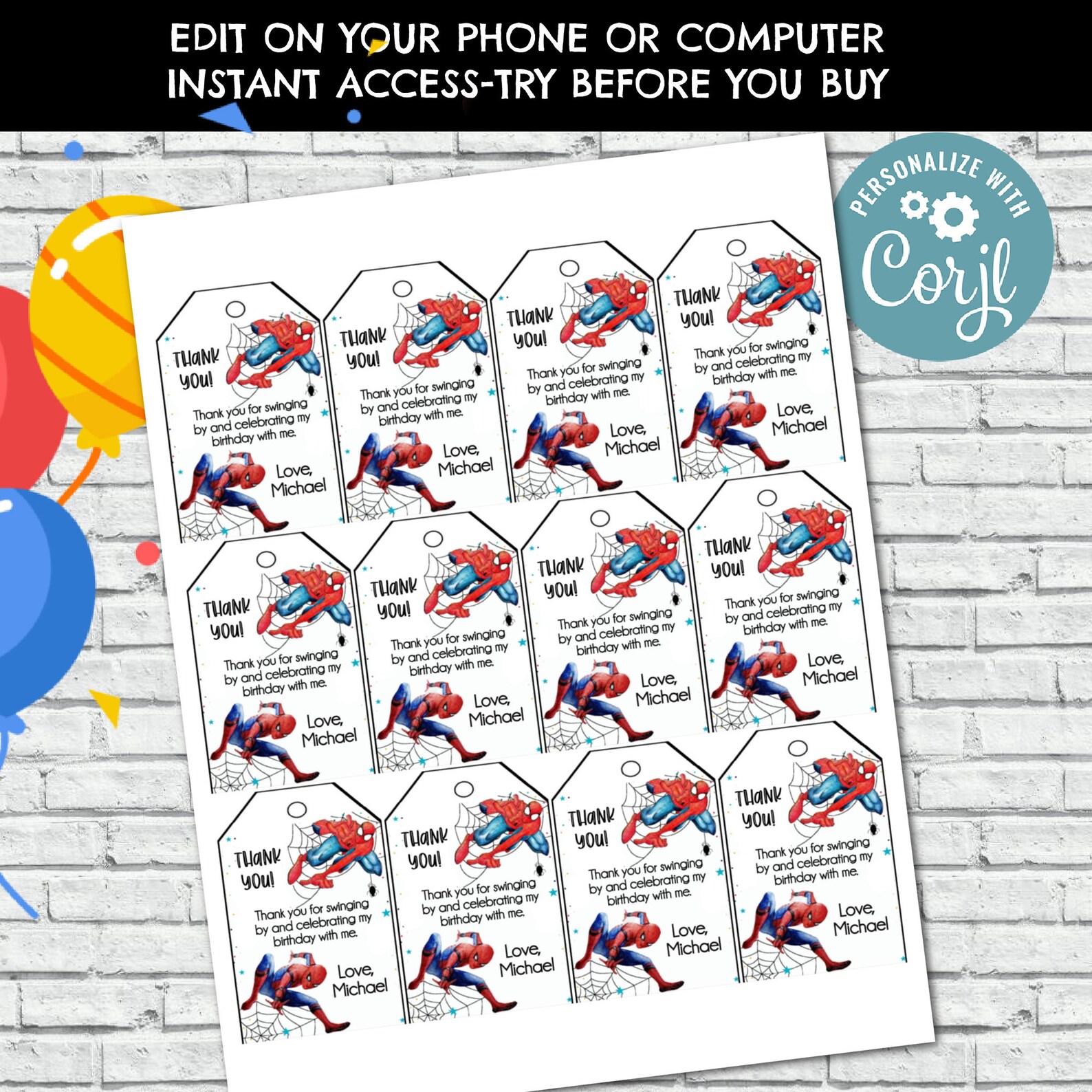 Spiderman Favor Tag Spiderman Gift Tag Spiderman Tag - Etsy