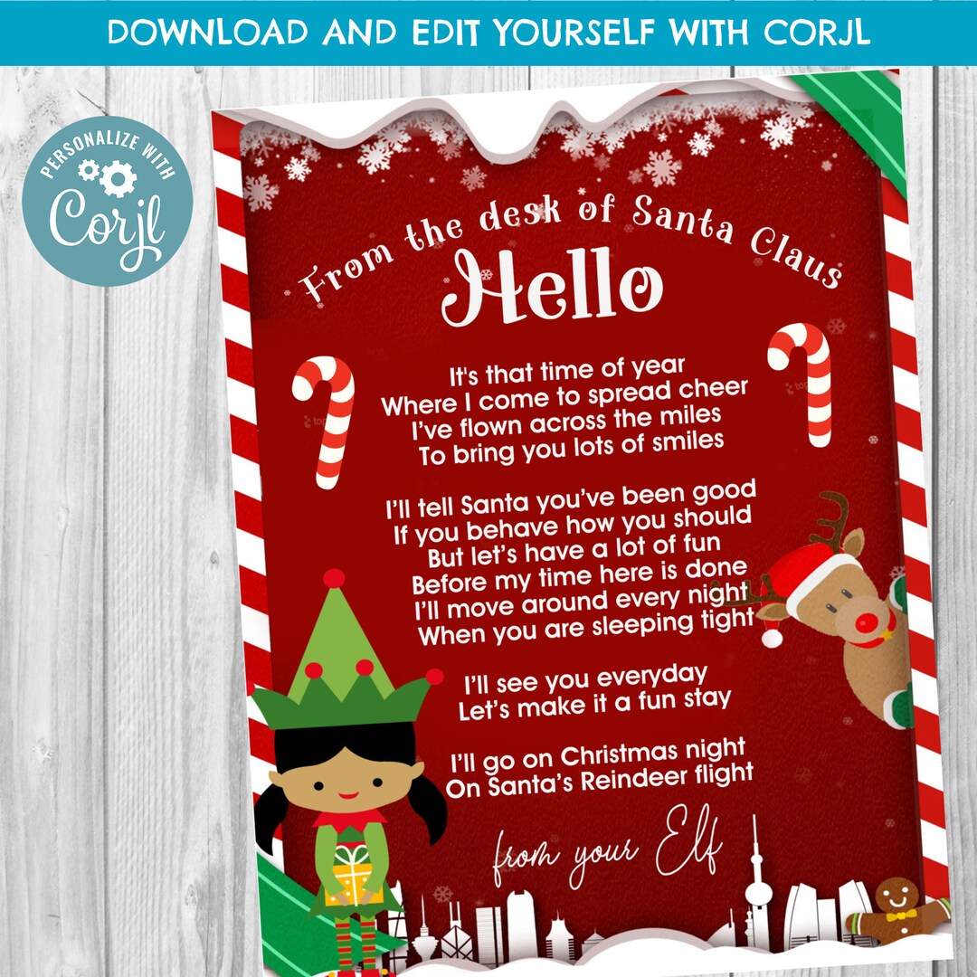EDITABLE First Time Elf Arrival Letter First Time Elf Visiting Letter ...