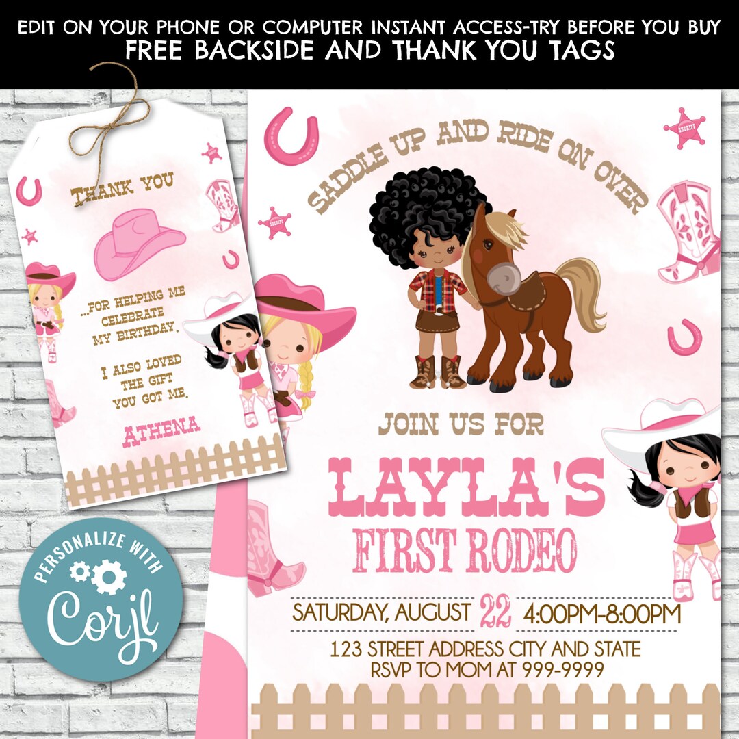 EDITABLE Girl Rodeo Birthday Invitation Rodeo Party Invite Rodeo ...