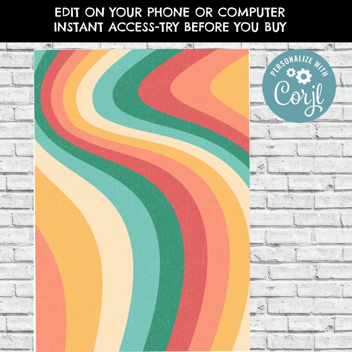 Editable Two Groovy 2nd Birthday Party Invitation Boho Retro - Etsy