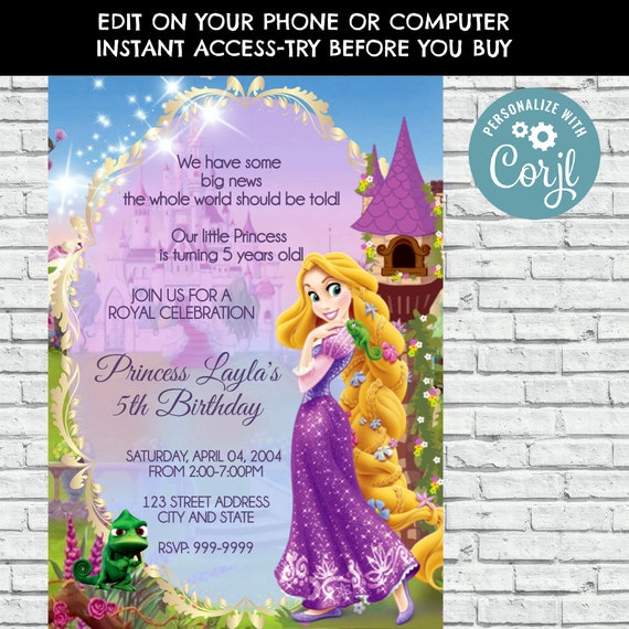 Tangled Birthday Invitation Tangled Invite Tangled Birthday - Etsy