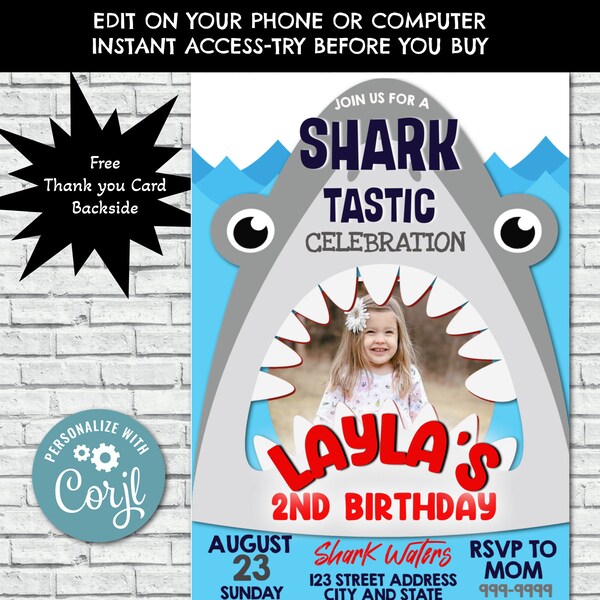 Shark Bite Invite - Etsy