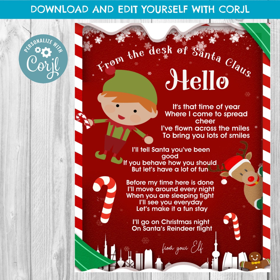EDITABLE First Time Elf Arrival Letter First Time Elf Visiting Letter ...