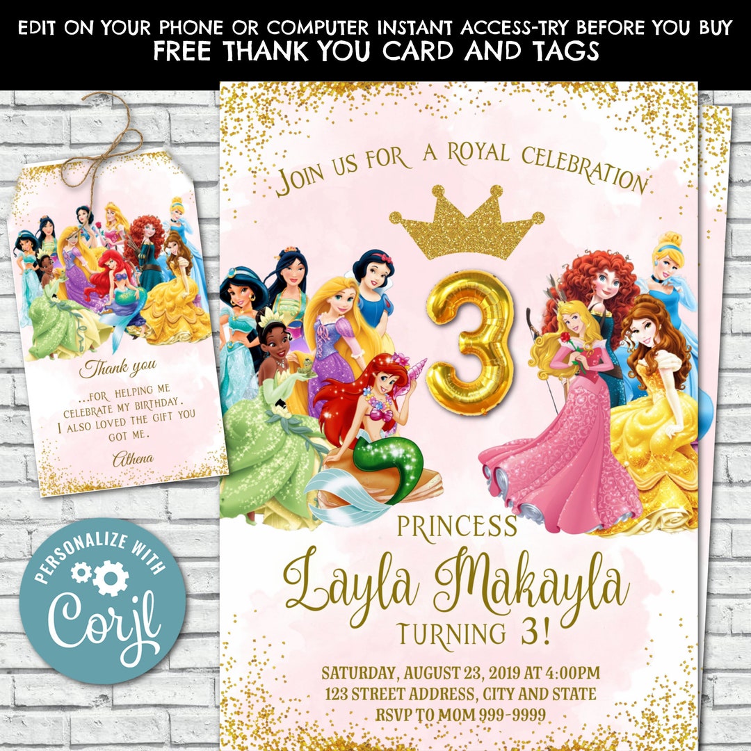 Snow White Birthday Invitation, Belle Invite, Princess Birthday Party ...