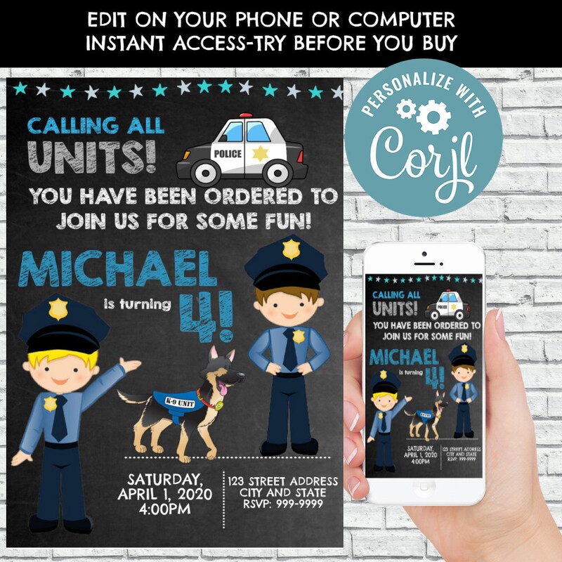 Police Invitations - Etsy