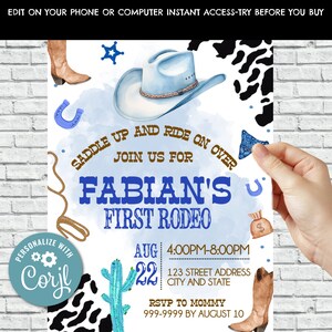 EDITABLE Boy Rodeo Birthday Invitation Rodeo Party Invite Rodeo Invites ...