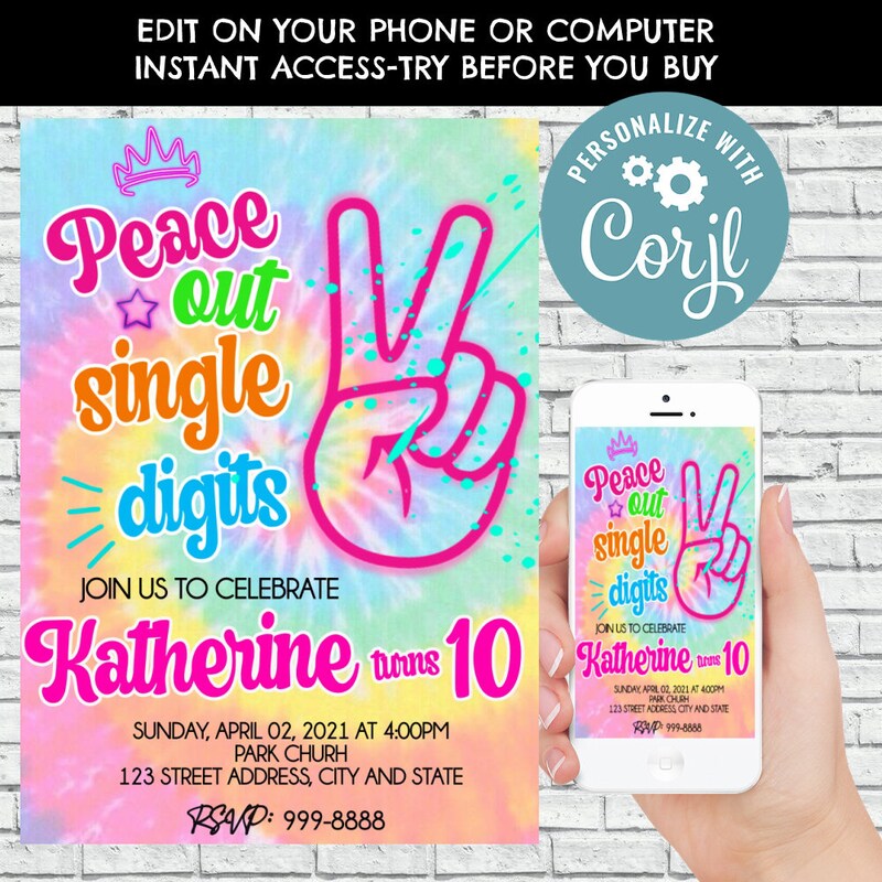 Peace Out Single Digits - Etsy