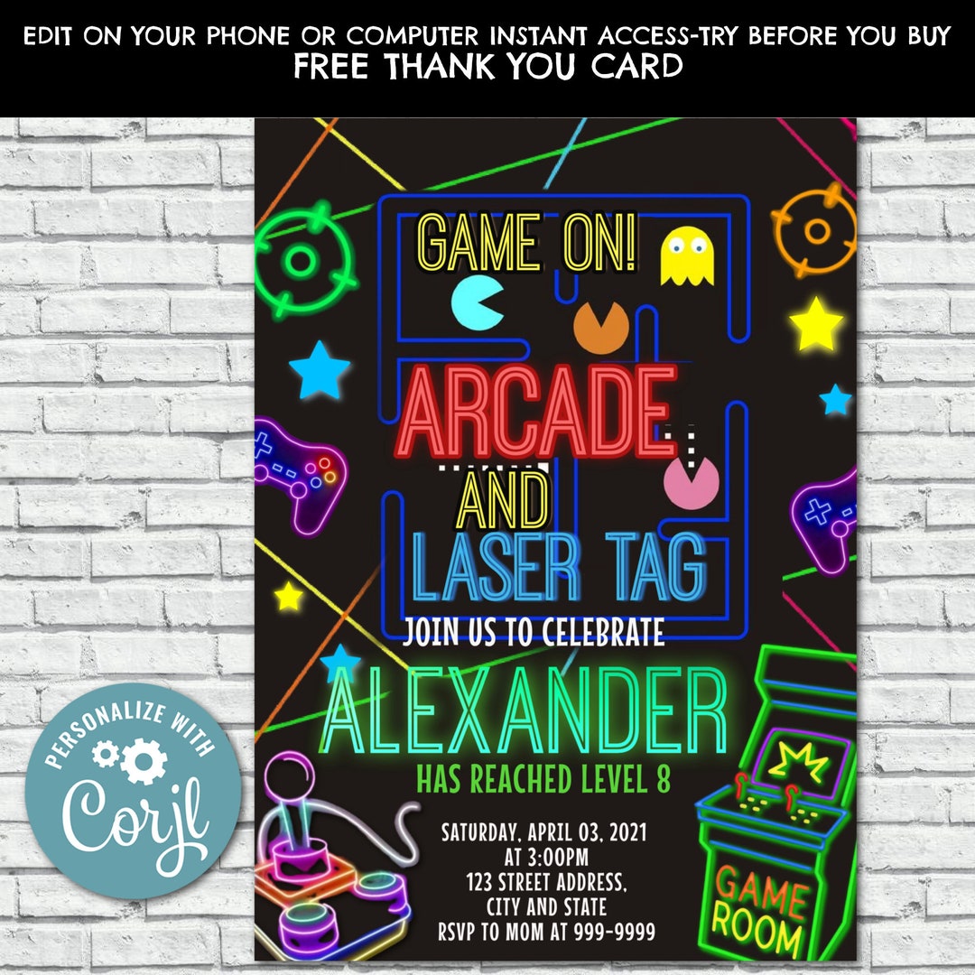 Video Game Invitation, Gamer Invitation, Video Game Birthday Invitation ...