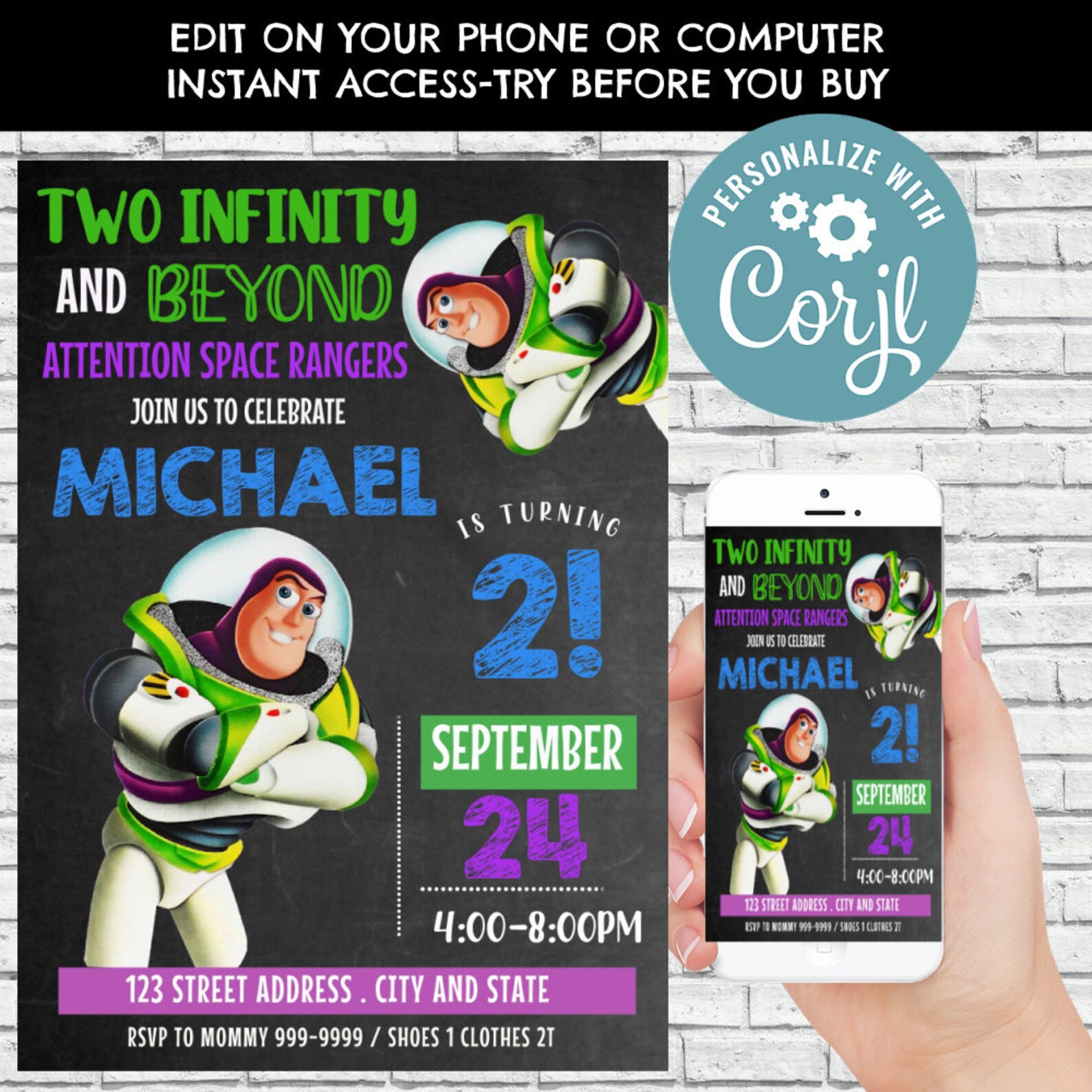 Buzz Lightyear Invitation Buzz Lightyear Birthday Invitation | Etsy