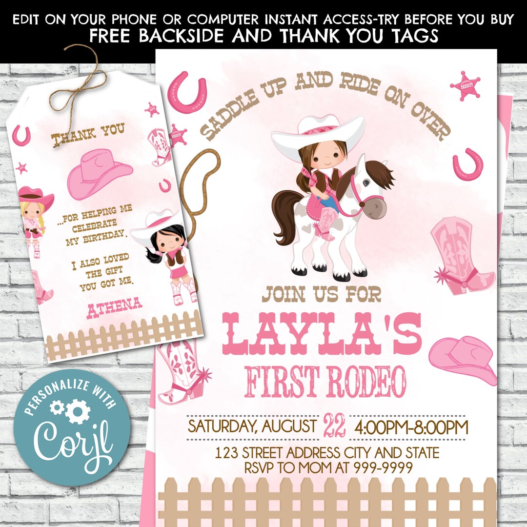 EDITABLE Girl Rodeo Birthday Invitation Rodeo Party Invite Rodeo ...