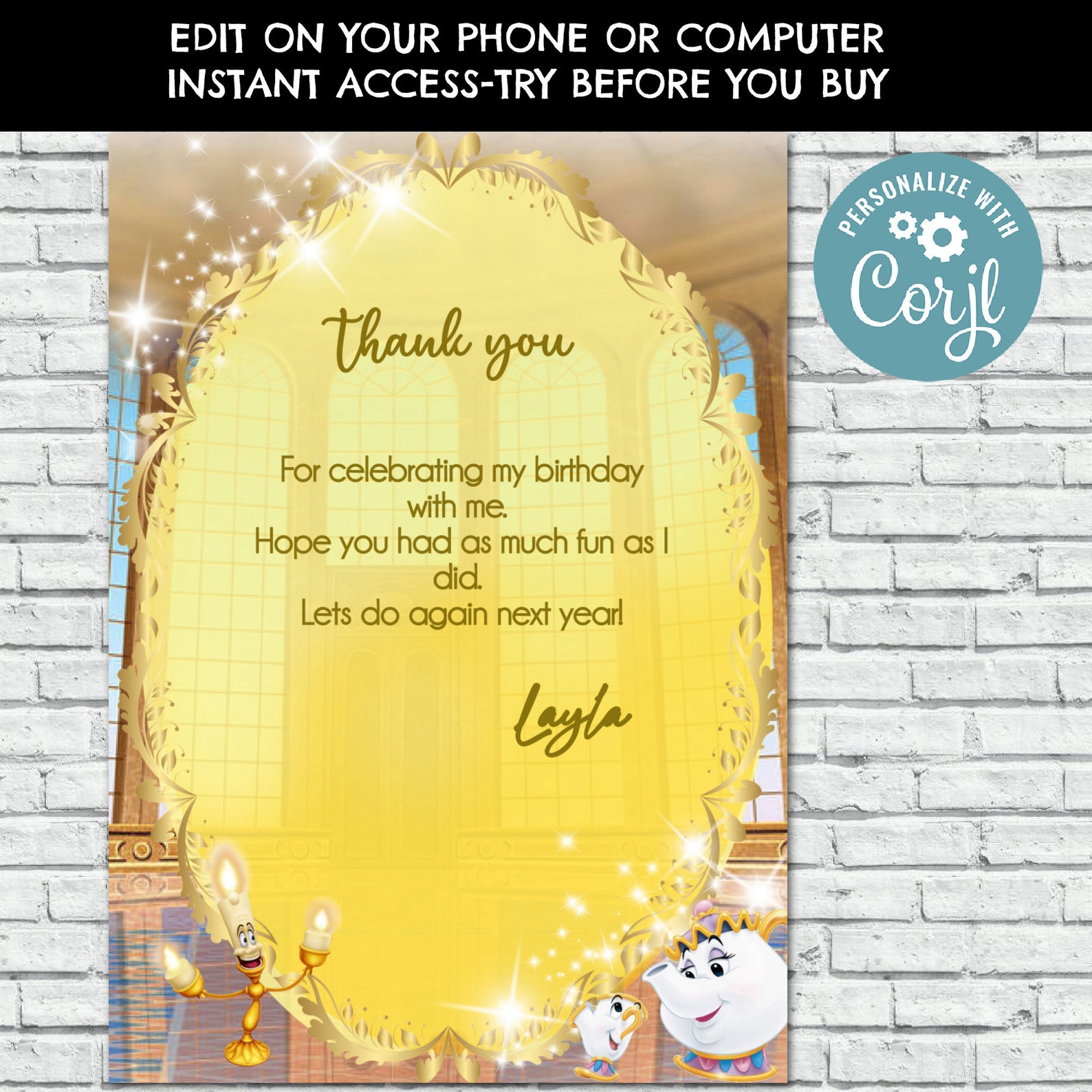 Belle Birthday Invitation Belle Invite Princess Birthday - Etsy