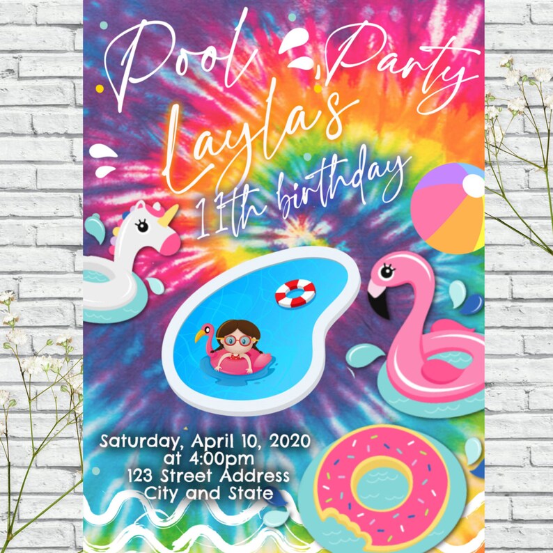Pool Birthday Invitation Pool Invite Pool Birthday Party - Etsy