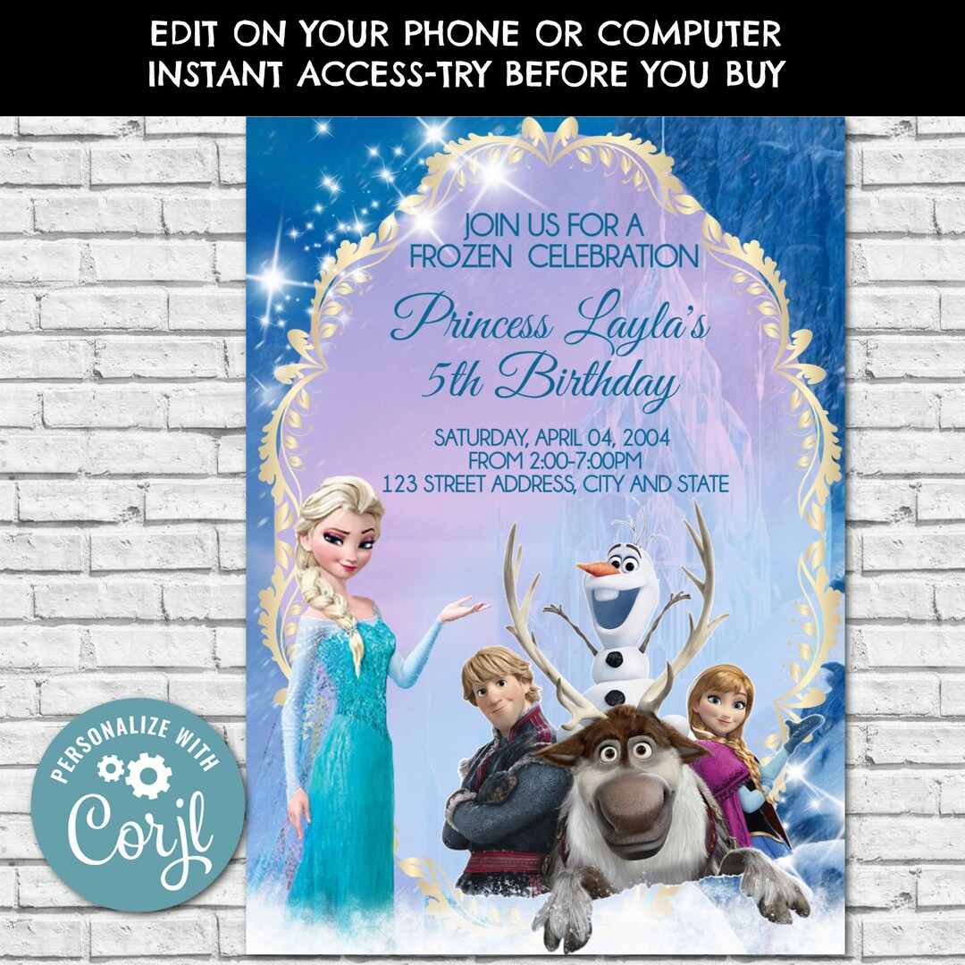 Frozen Birthday Invitation, Frozen Invite, Frozen Birthday Party ...