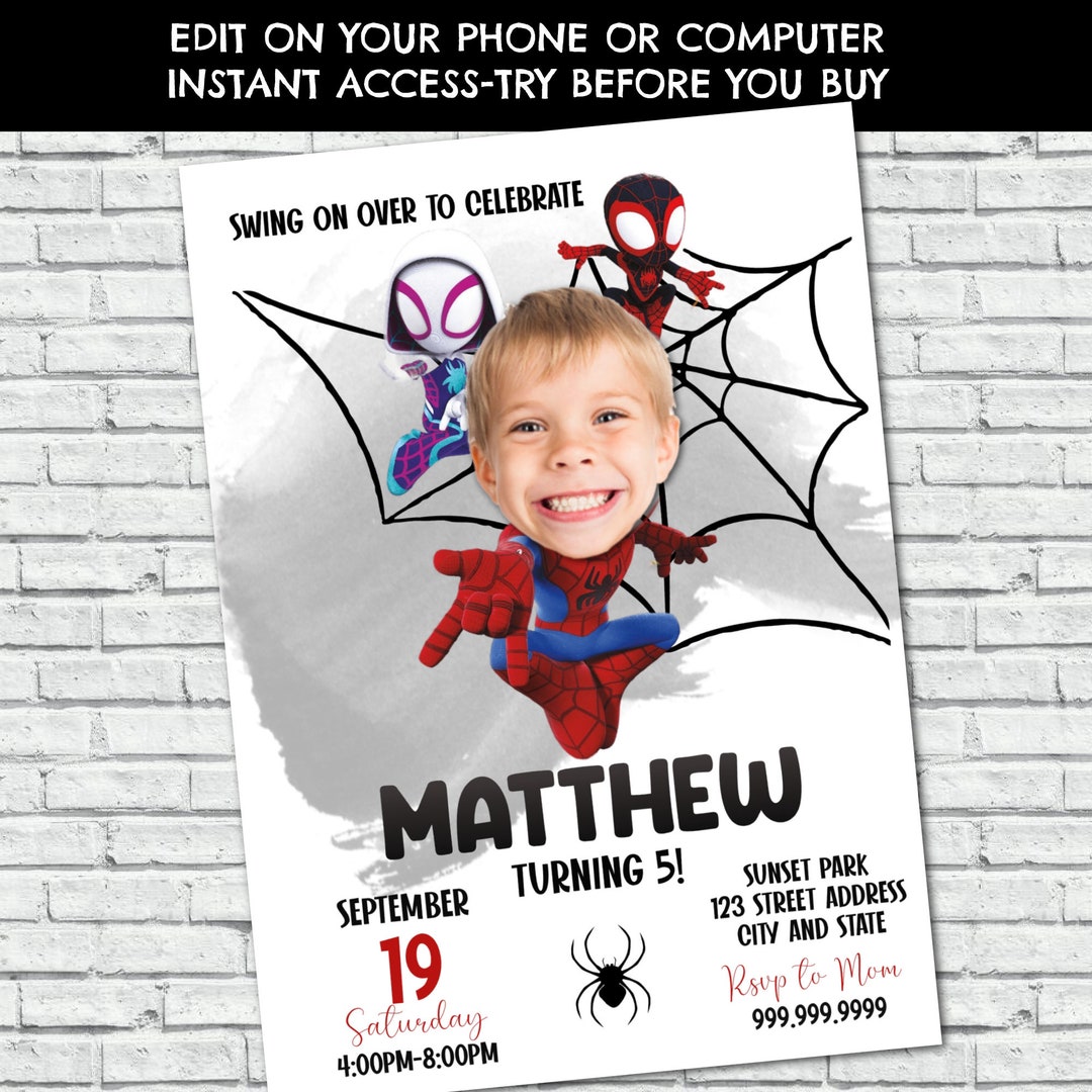 Personalized Spidey Birthday Invitation, Spidey and His Amazing Friends ...