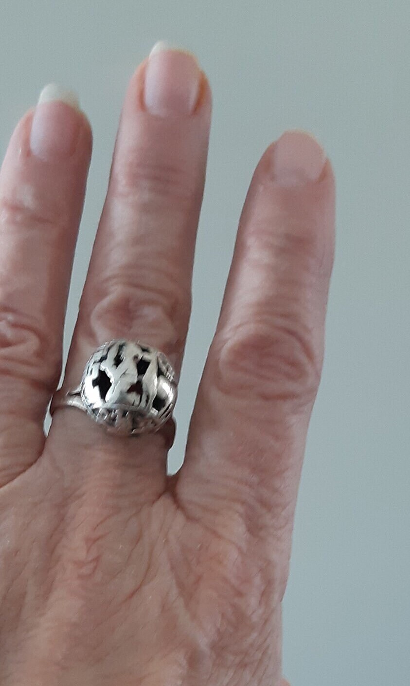 Rare 1950's Arte Orfebre Peruvian Ring / Inca Sterling Silver Ball Ring ...