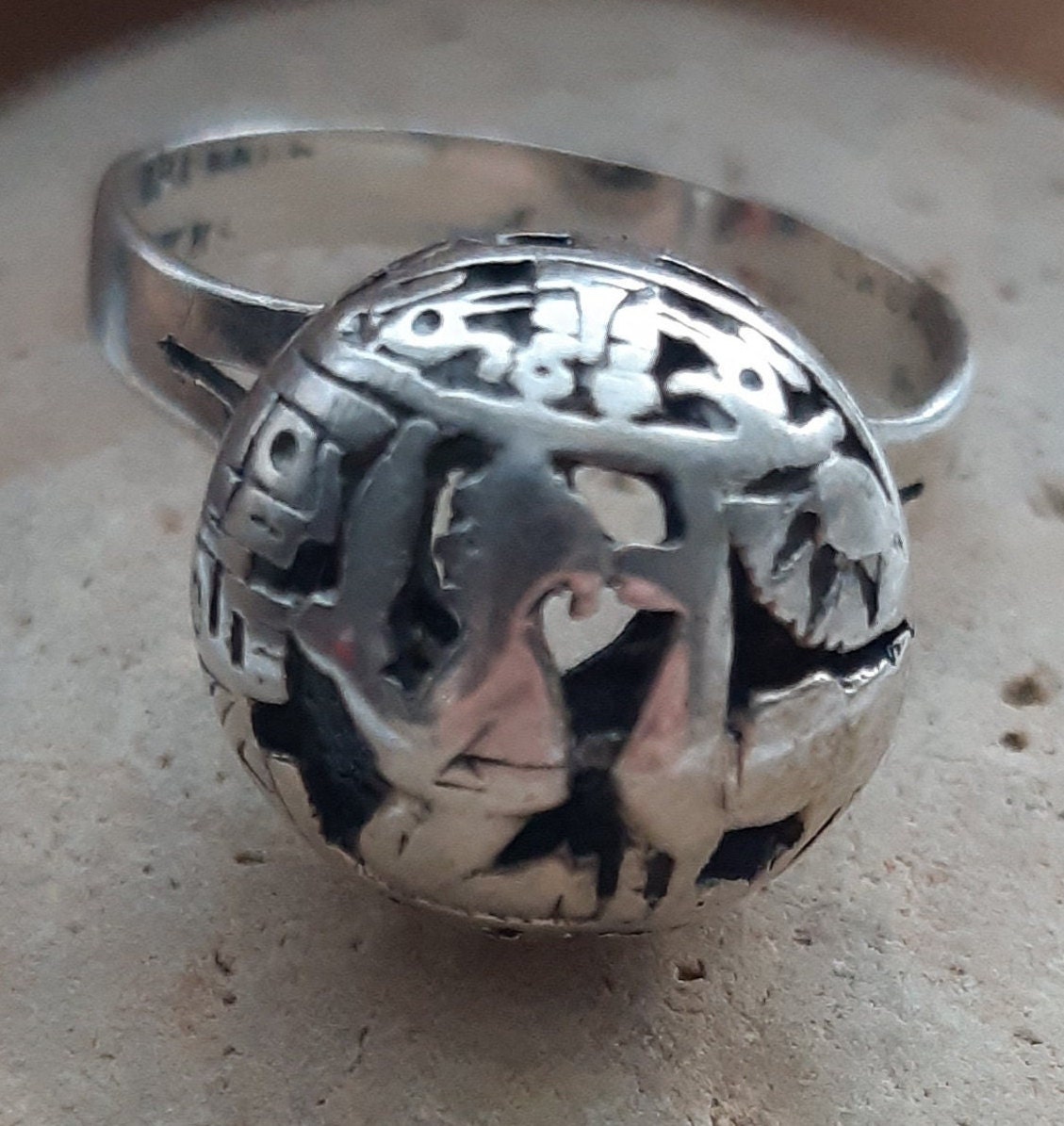 Rare 1950's Arte Orfebre Peruvian Ring / Inca Sterling Silver Ball Ring ...