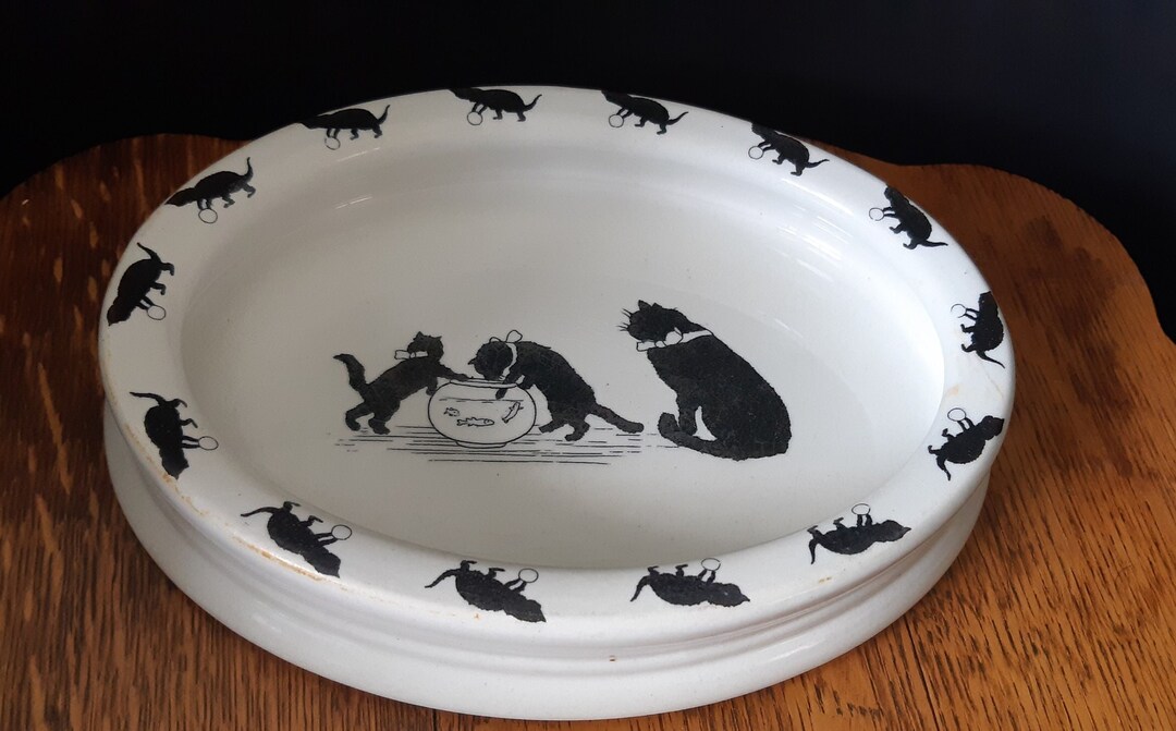 Vintage Grimwades Nursery Ware / Black Cats Pattern Pottery / Nursery Ware Baby Bowl Circa 1901 ...