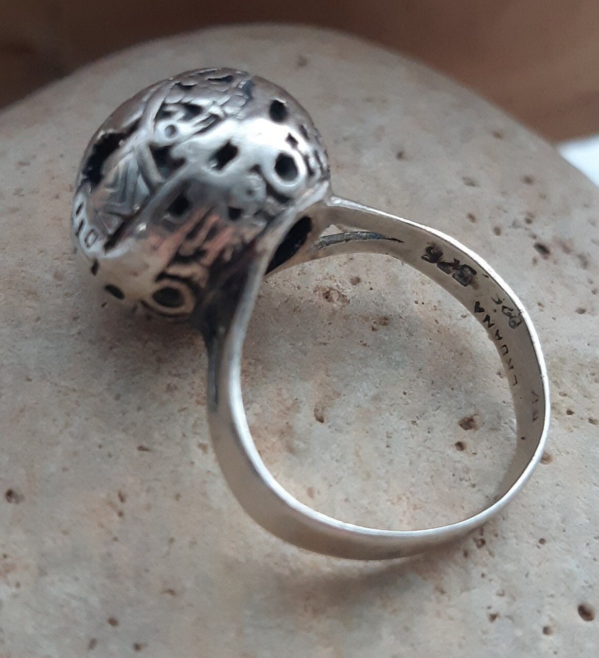 Rare 1950's Arte Orfebre Peruvian Ring / Inca Sterling Silver Ball Ring ...
