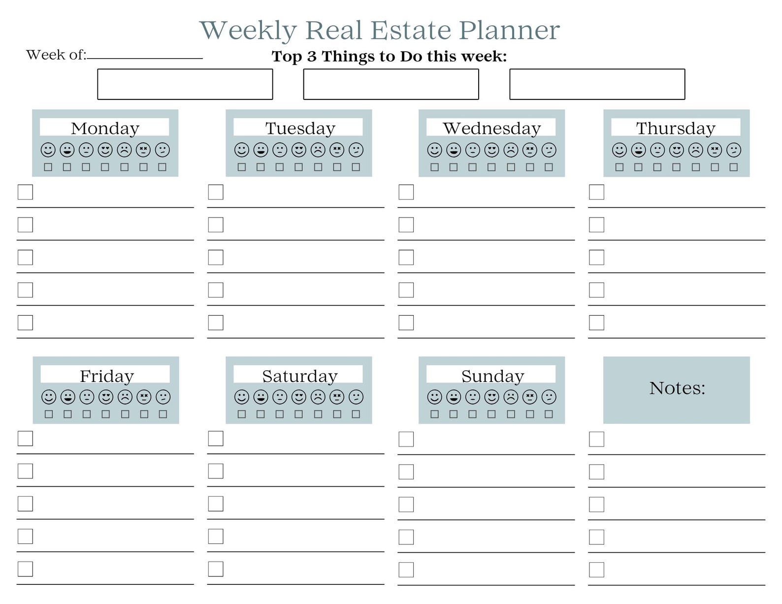 Realtor Weekly Planner Sheet - Etsy