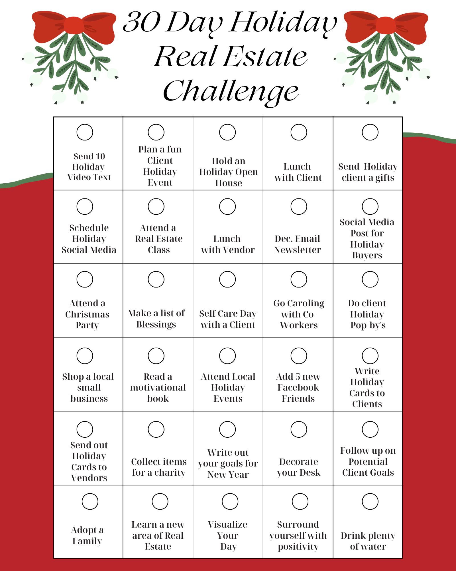 30 Day Real Estate Challenge Sheet - Etsy