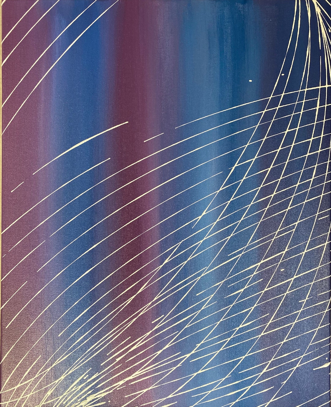 Crimson and Blue Pendulum Painting on 20x16" Canvas. "kermes Tide". - Etsy