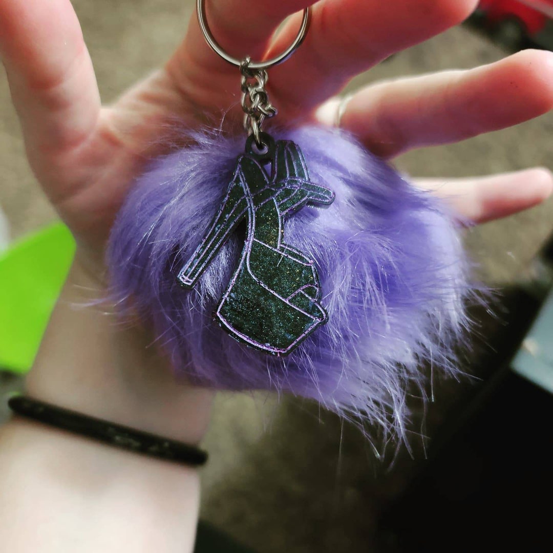 Puff Ball Stripper Heel Key Chain// High Heel Key Chain // Puff Ball ...