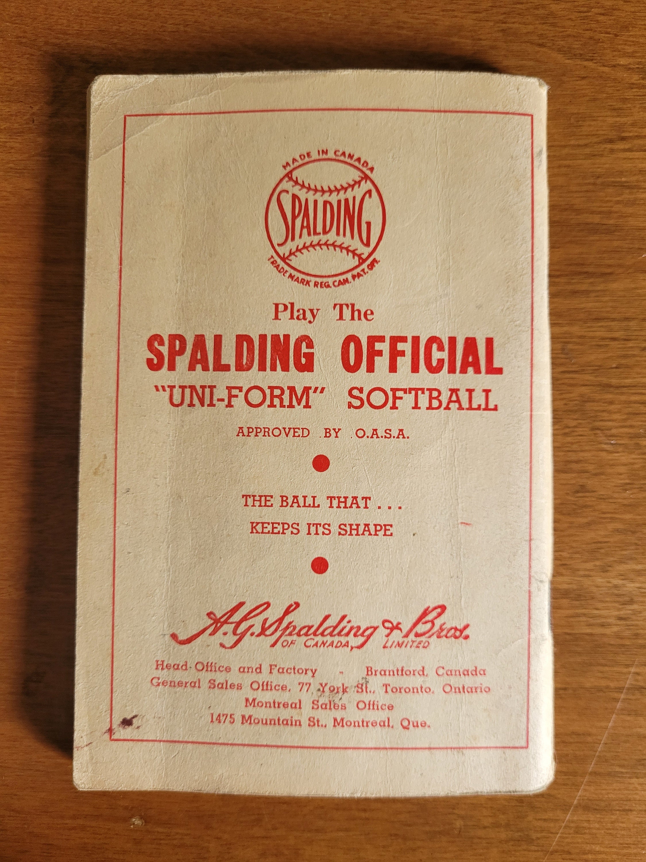 1952 Softball Official Rule Book Provincial Womens Softball Union ...