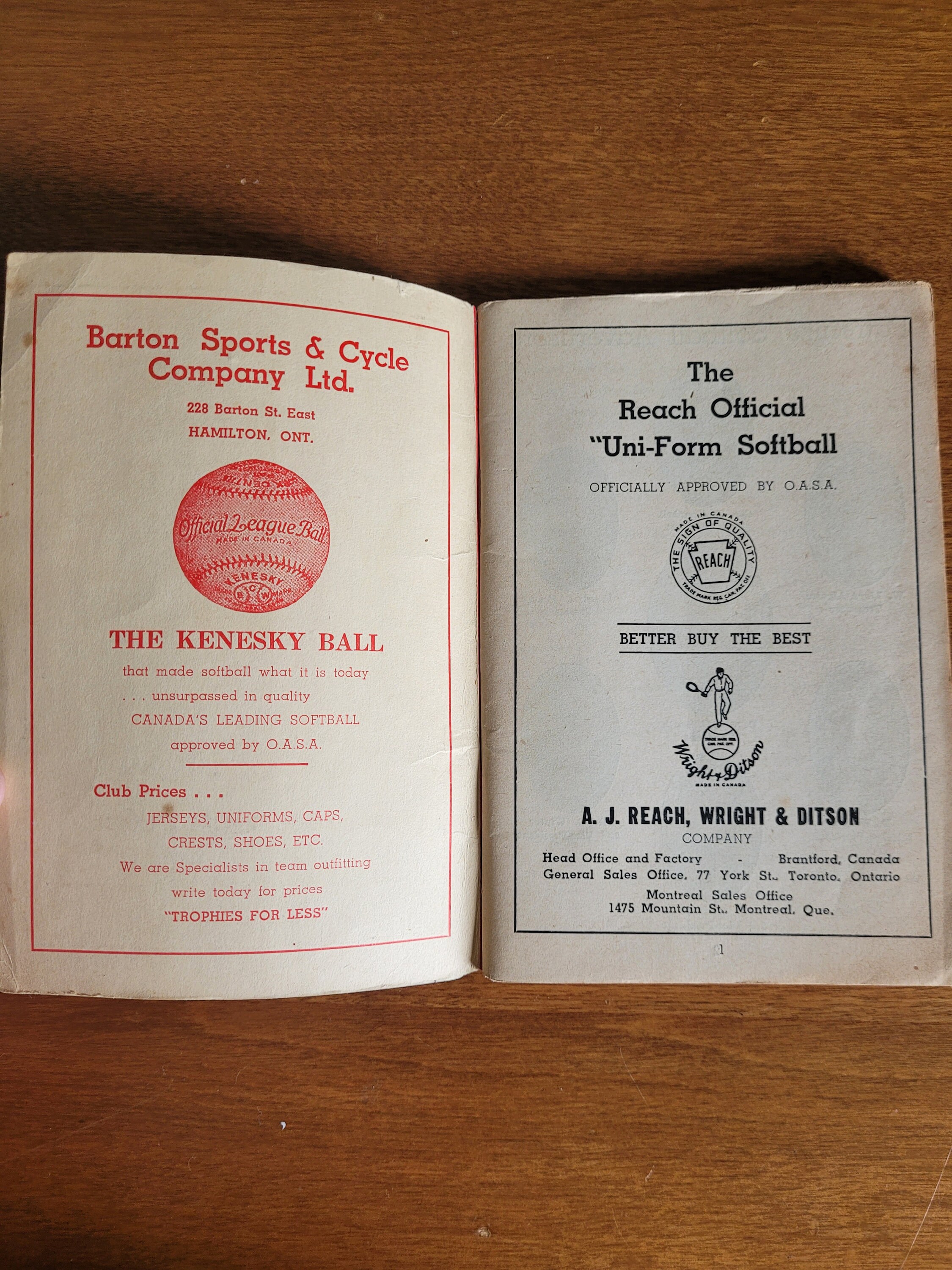 1952 Softball Official Rule Book Provincial Womens Softball Union ...