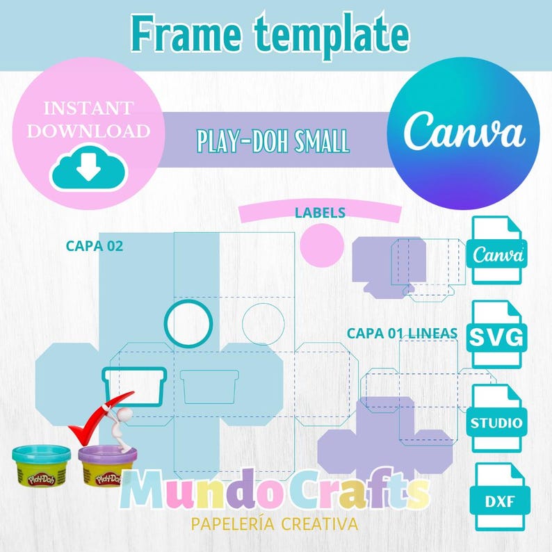 PLAY DOH TEMPLATE Mini Editable En Canva, Playdoh Y Crayolas Para ...