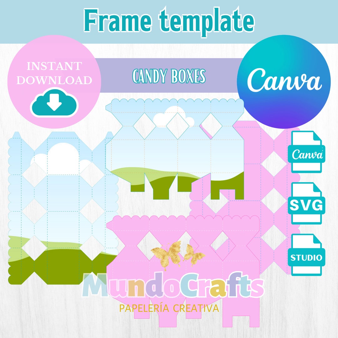 Plantilla De Caja Caramelo Editable En Canva Svg Y Studio O Cameo