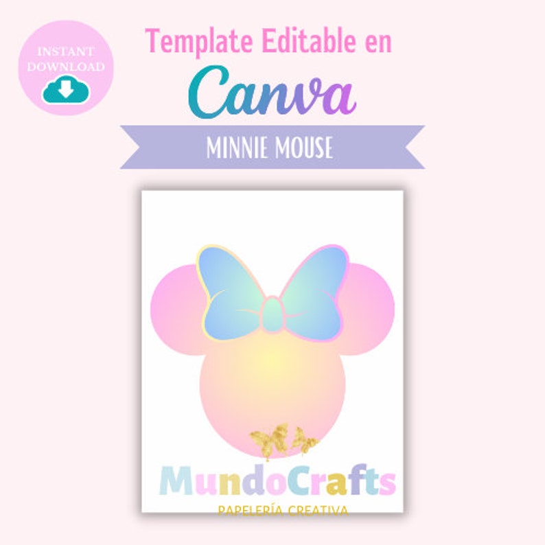 MINNIE MOUSE TEMPLATE, Marco De Minnie Mouse Y Lazo Editable En Canva ...