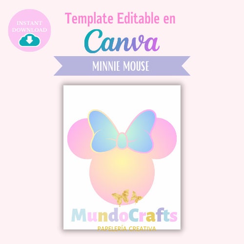 MINNIE MOUSE TEMPLATE, Marco De Minnie Mouse Y Lazo Editable En Canva ...