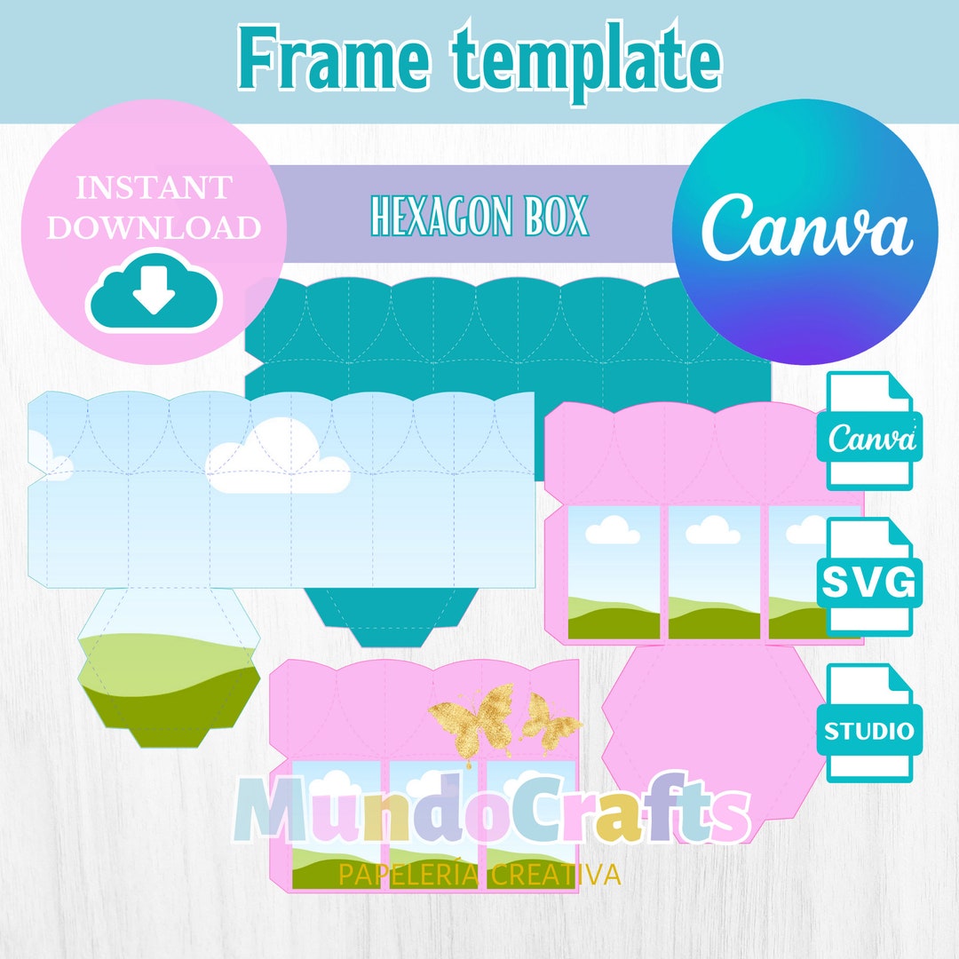 PLANTILLA De Caja HEXAGONAL Para Centro De Mesa Editable En Canva, Svg ...