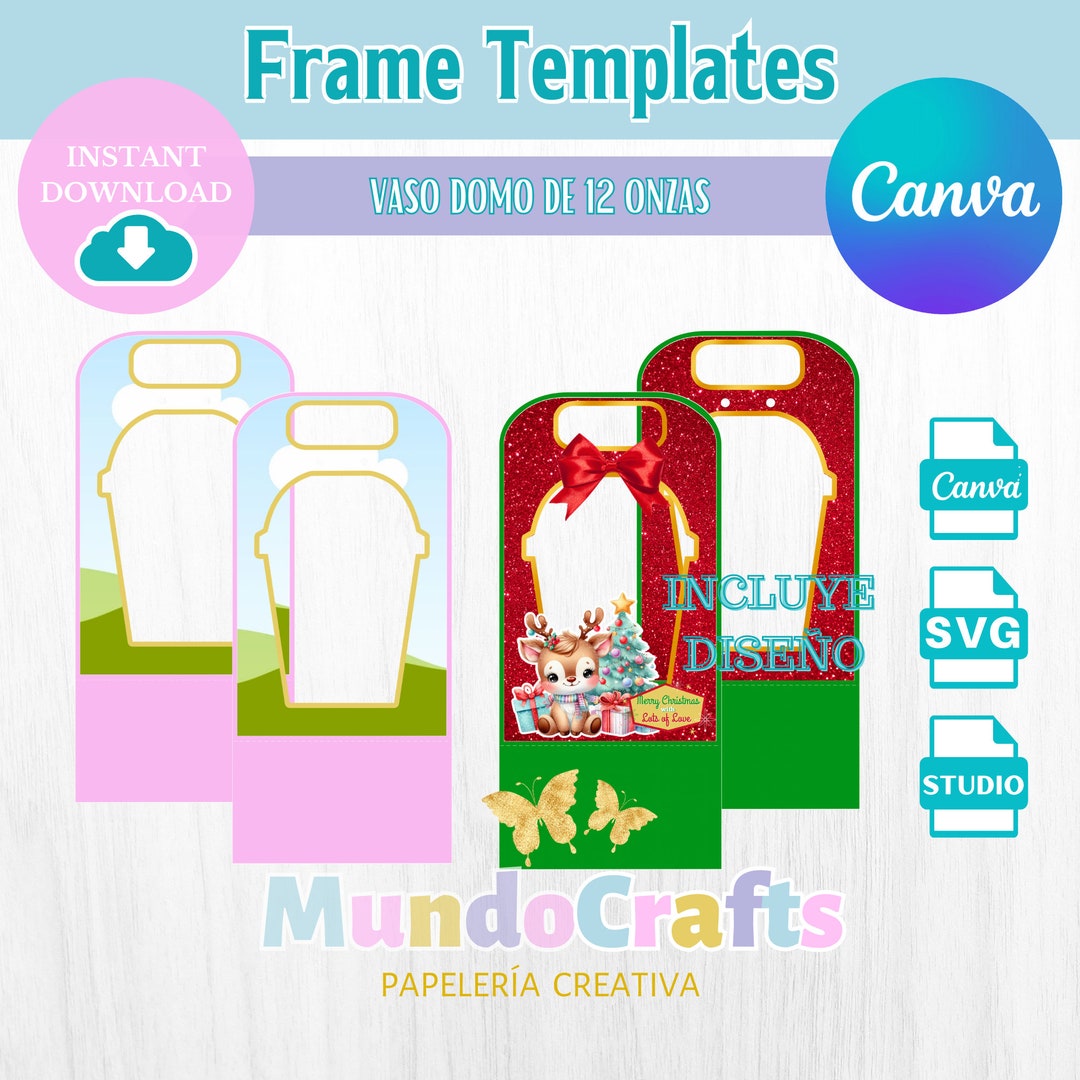 Plantilla De VASO DOMO De 12 Onzas, Plantillas En Formatos SVG, Studio ...