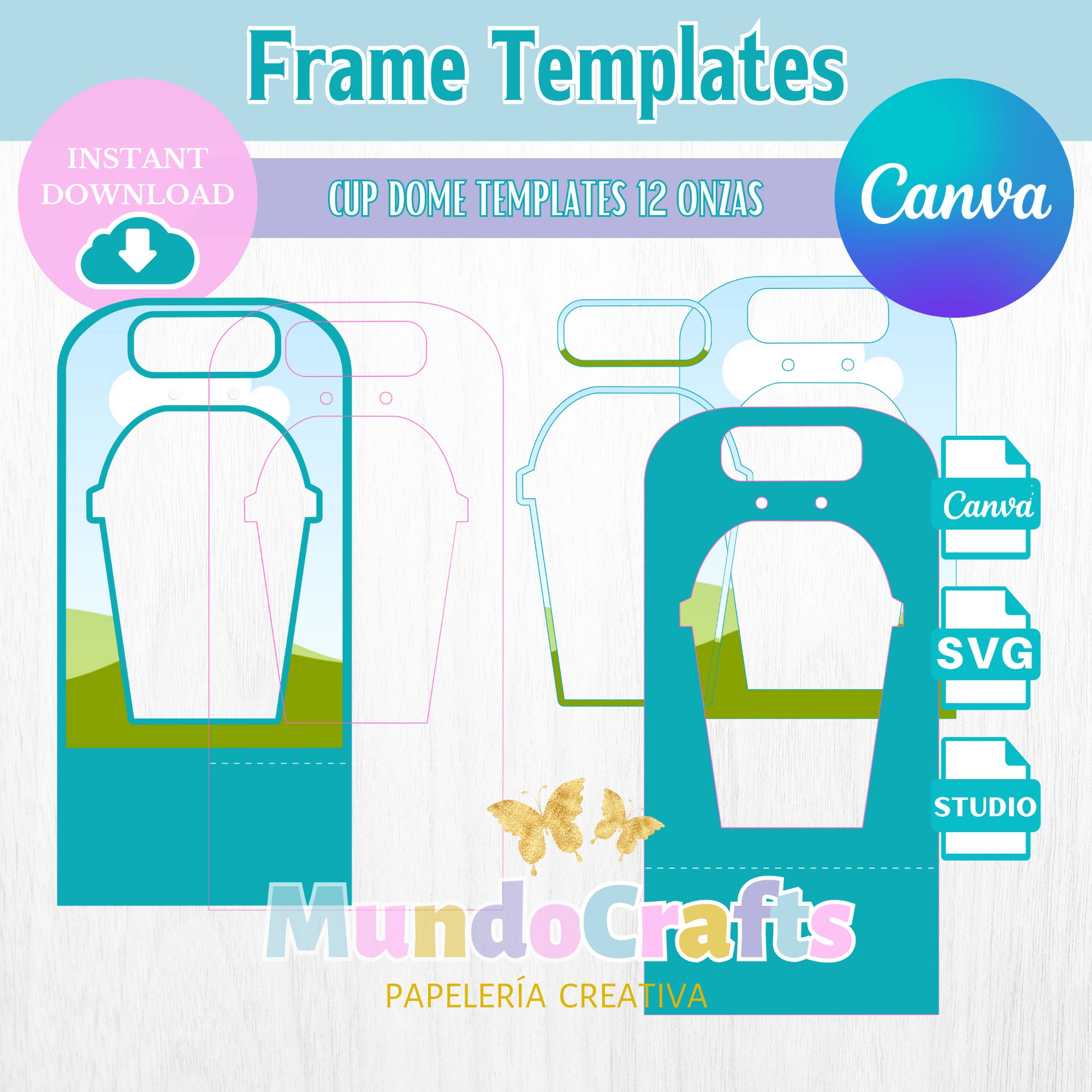 PLANTILLA VASO DOMO,12 Onzas Editable En Canva, Svg Y En Cameo - Etsy