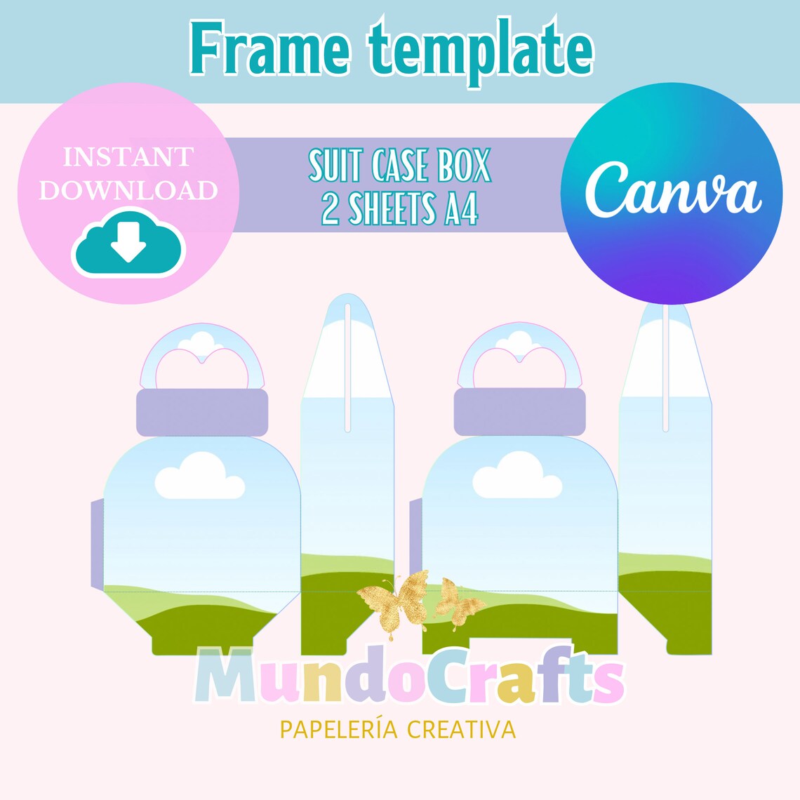 PLANTILLA DE CAJA Editable en Canva. Marco de caja para editar en Canva ...