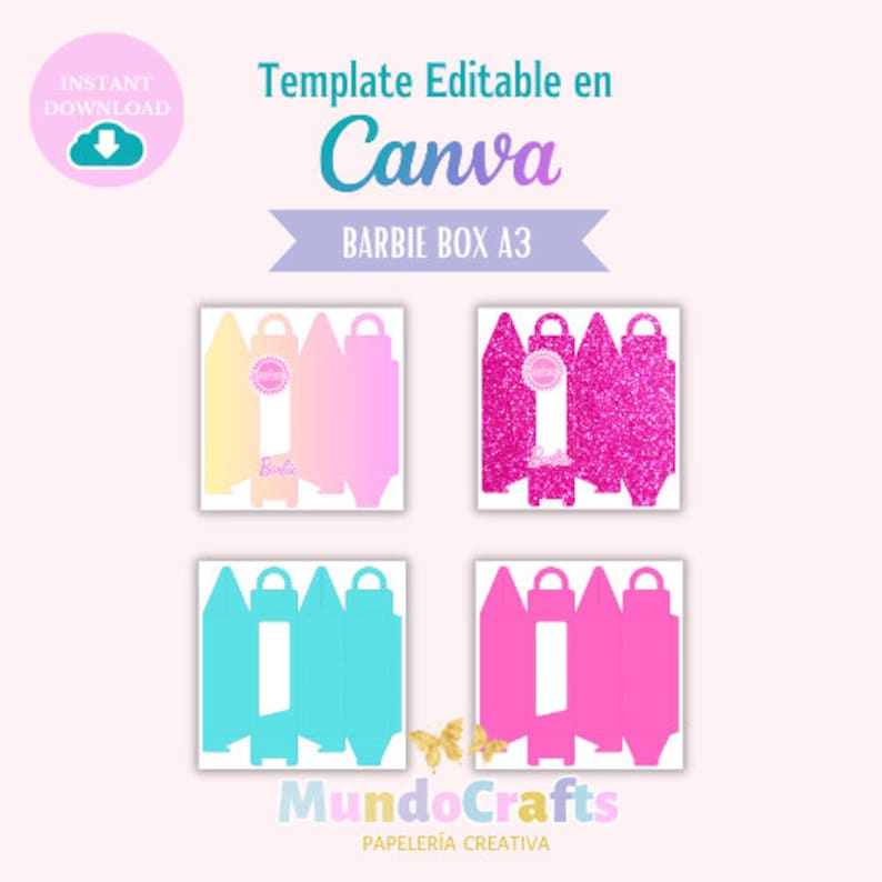 BARBIE BOX Template A3, Editable En Canva, Plantilla Editable En Canva ...