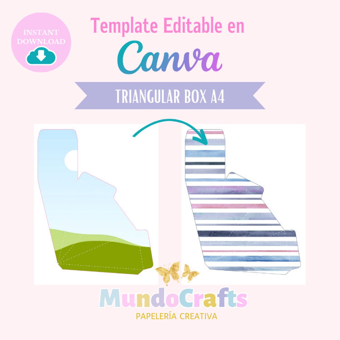 PLANTILLA De CAJA TRIÁNGULO, Plantillas De Caja Pirámide Editable En ...