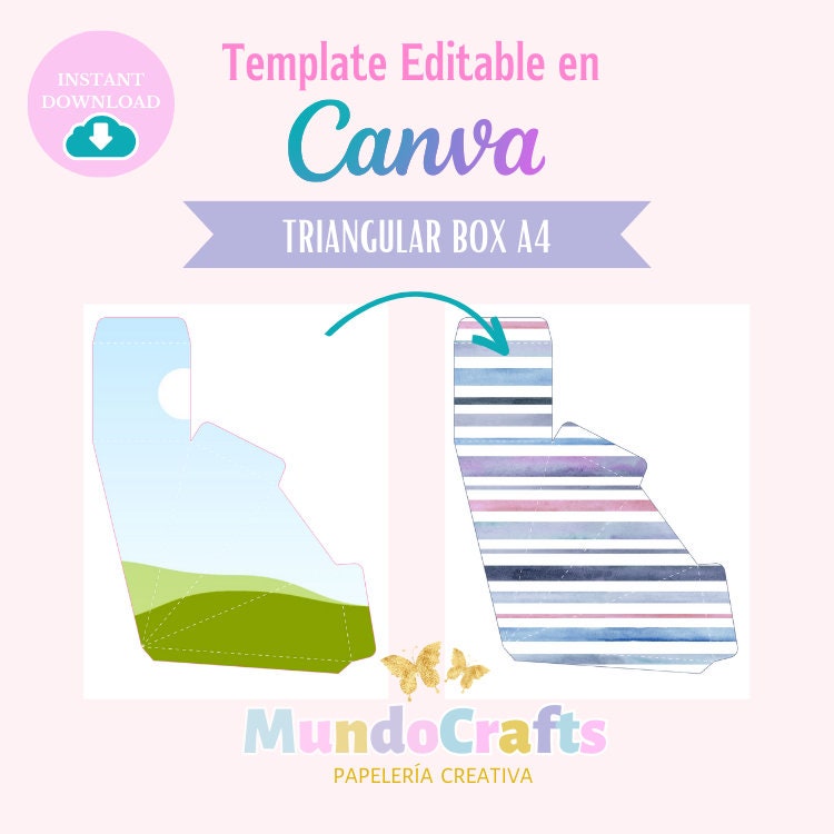 PLANTILLA De CAJA TRIÁNGULO, Plantillas De Caja Pirámide Editable En ...