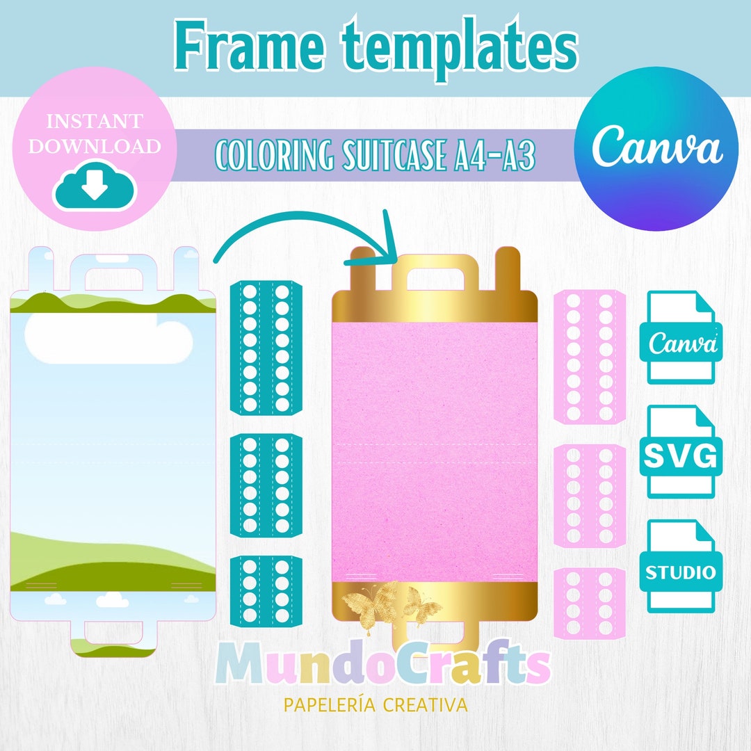 Mundo Crafts Templates COLORING SUITCASE TEMPLATE Svg, Plantilla De ...